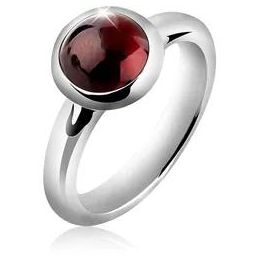 Fingerring NENALINA "Granat Cabochon Edelstein Rund Rot 925 Silber" Gr. 54, silber, Fingerringe, Damen, 54mm,mit Steinen, Silber 925 (Sterlingsilber), 3mm, Fingerring