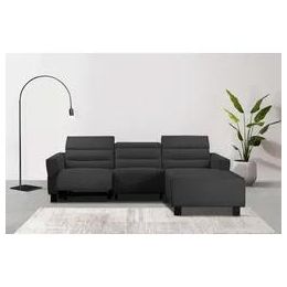 Ecksofa Home Affaire "Carpari, L-Form, 263 cm, manuelle o. elektrische Relaxfunktion", grau (anthrazit), B:263cm H:97cm T:179cm, Sofas, Ecksofa, USB A/C und Kopfteilverstellung