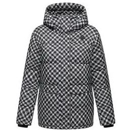 Steppjacke Ragwear "Wikesh Print", Damen, Gr. S (36), schwarz, Obermaterial: 100% Polyester; Innenfutter: 100% Polyester; Wattierung: 100% Polyester, gerade Po-bedeckend, hoch geschlossener Ausschnitt, &Auml;rmel ohne &Auml;rmelschlitz Strickb&uuml;ndchen, Jacken Steppjacke, Wasserdichte Damen Winterjacke mit Hahnentritt-Muster