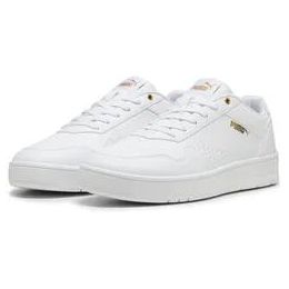 Sneaker Puma "COURT CLASSIC", Damen, Gr. 41, wei&szlig; (Puma wei&szlig;, Puma gold), Synthetik, Schuhe Sneaker, mit Gummi-Laufsohle, aus Synthetik, mit Textil-Innenmaterial