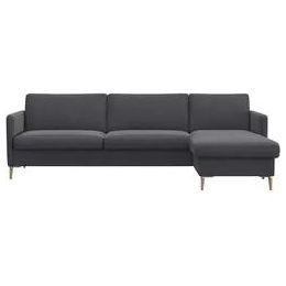 Ecksofa FLEXLUX "Fiore, super Sitzkomfort durch Kaltschaum im Sitz, L-Form", grau (dervit grau), B:247cm H:85cm T:92cm, 100% Polyester, Sofas, Ecksofa, schmale Armlehnen, F&uuml;&szlig;e Alu+ Eiche
