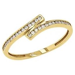 Fingerring Amor "2036934/-35/-36/-37/-7402" Gr. 56, gold (gelbgoldfarben, kristallwei&szlig;), Fingerringe, Damen, 56, Gelbgold 375, 1,4mm, Fingerring, mit Zirkonia (synth.)