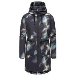 Wintermantel Ragwear "Holstic Print", Damen, Gr. XS (34), schwarz, Obermaterial: 100% Polyester. Innenfutter: 100% Polyester. Wattierung: 100% Polyester, loose fit knieumspielend, hoch geschlossener Ausschnitt, &Auml;rmel ohne &Auml;rmelschlitz Rippstrickb&uuml;ndchen, M&auml;ntel Wintermantel, Wasserdichter Winter Kurzmantel mit Kapuze