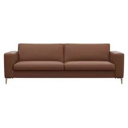 3-Sitzer FLEXLUX "Fiore, super Sitzkomfort durch Kaltschaum im Sitz", braun (old chestnut), B:229cm H:85cm T:92cm, 100% Echteder, Sofas, breite Armlehnen, F&uuml;&szlig;e Alu+ Eiche