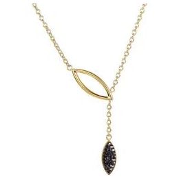 Y-Kette Firetti "Schmuck Geschenk Edelstahl Halsschmuck Halskette Oval Drop", schwarz (gelbgoldfarben,schwarz), Halsketten, Damen, Edelstahl, L: 55 B: 2mm, mit Zirkonia (synth.), B:2mm