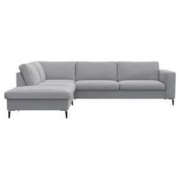 Ecksofa FLEXLUX "Fiore, L-Form, bequem und komfortabel durch hochwertigem Sitzaufbau", grau (sophisto gre), B:273cm H:85cm T:225cm, 100% Polyester, Sofas, Ecksofa, breite Armlehnen, Kaltschaum, F&uuml;&szlig;e Alu+schwarz