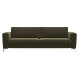 3-Sitzer FLEXLUX "Fiore, super Sitzkomfort durch Kaltschaum im Sitz", gr&uuml;n (moss gr&uuml;n), B:229cm H:85cm T:92cm, 100% Polyester, Sofas, breite Armlehnen, F&uuml;&szlig;e Alu