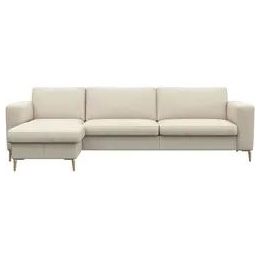 Ecksofa FLEXLUX "Fiore, Sitzaufbau mit hochwertigem Kaltschaum f&uuml;r mehr Sitzkomfort", wei&szlig; (warm wei&szlig;), B:262cm H:85cm T:92cm, 100% Echteder, Sofas, Ecksofa, breite Armlehnen, L-Form, F&uuml;&szlig;e Alu+ Eiche