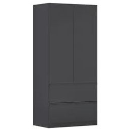 Dreht&uuml;renschrank Rauch "Kleiderschrank Schrank Garderobe COSTA in den Breiten 91/136/181 cm", grau (graumetallic, eingriffe graumetallic), B:91cm H:197cm T:54cm, Holzwerkstoff, Schr&auml;nke, Dreht&uuml;renschrank, viel Platz, grifflose Front und Push-to-Open Funktion MADE IN GERMANY, Topseller