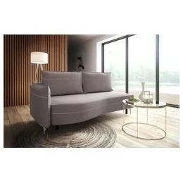 Loungesofa exxpo - SOFA FASHION "Ortis mit toller Kontrastnaht, Solit&auml;rm&ouml;bel, bequem, schmale Armlehne", lila, B:212cm H:93cm T:114cm, Sofas, Lounge-Sofa, Schlafsofa mit Bettfunktion und Bettkasten, komfortabler Federkern