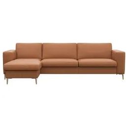 Ecksofa FLEXLUX "Fiore, Sitzaufbau mit hochwertigem Kaltschaum f&uuml;r mehr Sitzkomfort", braun (modern cogna), B:262cm H:85cm T:92cm, 100% Echteder, Sofas, Ecksofa, breite Armlehnen, L-Form, F&uuml;&szlig;e Alu+ Eiche