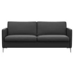 2,5-Sitzer FLEXLUX "Fiore, super Sitzkomfort durch Kaltschaum im Sitz", schwarz (deep schwarz), B:181cm H:85cm T:92cm, 100% Echteder, Sofas, schmale Armlehnen, F&uuml;&szlig;e Alu