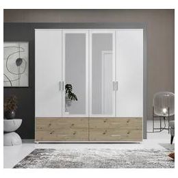 Dreht&uuml;renschrank Schlafkontor "Ivar Kleiderschrank mit Spiegel", wei&szlig; (wei&szlig;, artisan eiche, spiegel), B:180cm H:190cm T:51cm, Melamin, Schr&auml;nke, Dreht&uuml;renschrank, inklusive 2 Spiegelt&uuml;ren und 2 farblich abgesetzten Schubk&auml;sten