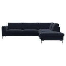 Ecksofa FLEXLUX "Fiore, super Sitzkomfort durch Kaltschaum im Sitz, L-Form", blau (royal blau), B:273cm H:85cm T:225cm, 100% Polyester, Sofas, Ecksofa, breite Armlehnen, F&uuml;&szlig;e Alu