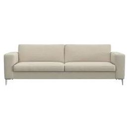 3-Sitzer FLEXLUX "Fiore, super Sitzkomfort durch Kaltschaum im Sitz", wei&szlig; (sanftes wei&szlig;), B:229cm H:85cm T:92cm, 100% Polyester, Sofas, breite Armlehnen, F&uuml;&szlig;e Alu