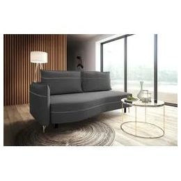Loungesofa exxpo - SOFA FASHION "Ortis mit toller Kontrastnaht, Solit&auml;rm&ouml;bel, bequem, schmale Armlehne", silber (silberfarben), B:212cm H:93cm T:114cm, Sofas, Lounge-Sofa, Schlafsofa mit Bettfunktion und Bettkasten, komfortabler Federkern