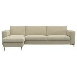 Ecksofa FLEXLUX "Fiore, Sitzaufbau mit hochwertigem Kaltschaum f&uuml;r mehr Sitzkomfort", beige (sandy beige), B:262cm H:85cm T:92cm, 100% Polyester, Sofas, Ecksofa, breite Armlehnen, L-Form, F&uuml;&szlig;e Alu+ Eiche