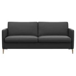 2,5-Sitzer FLEXLUX "Fiore, super bequem durch Kaltschaum im Sitz", schwarz (deep schwarz), B:181cm H:85cm T:92cm, 100% Echteder, Sofas, schmale Armlehnen, F&uuml;&szlig;e Alu+ Eiche