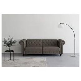 3-Sitzer DOREL HOME "Felix, Schlafsofa 236 cm, (Liegefl&auml;che 108x190cm), R&uuml;ckenlehne", braun (dunkelbraun), B:236cm H:83cm T:87cm, Sofas, 3-fach verstellbar, Velours, Kunstleder, Luxus-Microfaser Vintage