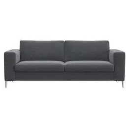 2,5-Sitzer FLEXLUX "Fiore, super Sitzkomfort durch Kaltschaum im Sitz", grau (soft grau), B:196cm H:85cm T:92cm, 100% Polyester, Sofas, breite Armlehnen, F&uuml;&szlig;e Alu
