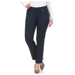 Stoffhose KjBRAND "Hose Bea in Bi-Stretch Kammgarnoptik mit B&uuml;gelfalte", Damen, Gr. 26, K-Gr, blau (marine), Web, Obermaterial: 63% Polyester, 35% Viskose, 2% Elasthan, unifarben, weit, unten schmal normal, Hosen Stoffhose, Sommerhose, ideal f&uuml;r kr&auml;ftige Oberschenkel