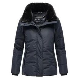 Winterjacke Navahoo "Frostii XIV", Damen, Gr. S (36), blau (navy), Obermaterial: 100% Polyester. Futter: 100% Polyester. Wattierung: 100% Polyester. &Auml;rmelfutter: 100% Polyester, gerade h&uuml;ftbedeckend, hoch geschlossener Ausschnitt, eng Rippstrickb&uuml;ndchen, Jacken Winterjacke, modische Damen Winter Steppjacke mit Kunstfellkragen