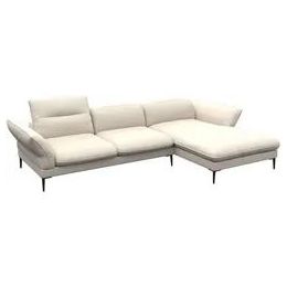 Ecksofa FLEXLUX "Salino, Funktionssofa mit Recamiere, Relaxsofa, Ecksofa", wei&szlig; (warm wei&szlig;), B:307cm H:88cm T:182cm, Sofas, Ecksofa, Sofa mit Arm- und Kopfteil-Verstellungen, Kaltschaum & Stahl-Wellen