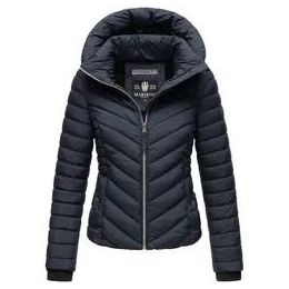 Steppjacke Marikoo "Kagomee", Damen, Gr. XS (34), blau (navy), 100% Polyester, Jacken Steppjacke, mit gro&szlig;er Kapuze