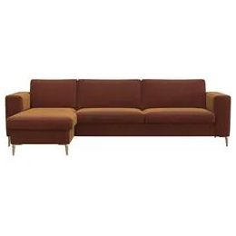 Ecksofa FLEXLUX "Fiore, Sitzaufbau mit hochwertigem Kaltschaum f&uuml;r mehr Sitzkomfort", braun (cognac), B:262cm H:85cm T:92cm, 100% Polyester, Sofas, Ecksofa, breite Armlehnen, L-Form, F&uuml;&szlig;e Alu+ Eiche