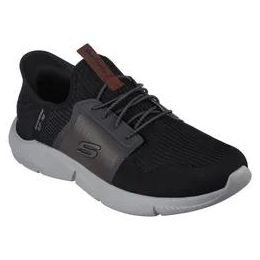 Slip-On Sneaker Skechers "INGRAM-BRACKETT", Herren, Gr. 44, schwarz (schwarz, grau), Textil, Schuhe, Slipper, Trainingsschuh, Freizeitschuh in veganer Verarbeitung
