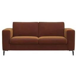 2-Sitzer FLEXLUX "Fiore", braun (cognac), B:164cm H:85cm T:92cm, 100% Polyester, Sofas, breite Armlehnen, Kaltschaum, F&uuml;&szlig;e Alu+schwarz