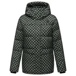 Steppjacke Ragwear "Wikesh Print", Damen, Gr. S (36), grau (graugr&uuml;n), Obermaterial: 100% Polyester; Innenfutter: 100% Polyester; Wattierung: 100% Polyester, gerade Po-bedeckend, hoch geschlossener Ausschnitt, &Auml;rmel ohne &Auml;rmelschlitz Strickb&uuml;ndchen, Jacken Steppjacke, Wasserdichte Damen Winterjacke mit Hahnentritt-Muster
