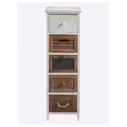 Kommode Heine HOME, braun (wei&szlig;, braun), B:30cm H:93cm T:25cm, Massivholz, Sideboards, Kommode