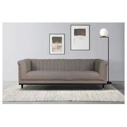 3-Sitzer Home Affaire "Chamby", grau (taupe), B:210cm H:71cm T:85cm, 100% Polyester;Samtoptik (100% Polyester), Scheuertouren >100.000, Pilling: 5, Sofas, mit Holzrahmen unten und Steppung im Lehnenbereich