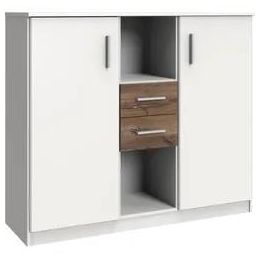 Kombikommode wimex "Joker", wei&szlig; (wei&szlig;, flagstaff eiche), B:124cm H:105cm T:41cm, Sideboards, Kombikommode, Kommode mit 2 Einlegeb&ouml;den, 124cm breit