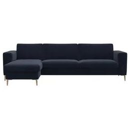 Ecksofa FLEXLUX "Fiore, Sitzaufbau mit hochwertigem Kaltschaum f&uuml;r mehr Sitzkomfort", blau (royal blau), B:262cm H:85cm T:92cm, 100% Polyester, Sofas, Ecksofa, breite Armlehnen, L-Form, F&uuml;&szlig;e Alu+ Eiche