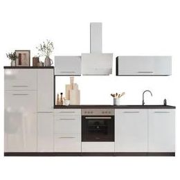 K&uuml;che respekta "Amanda", wei&szlig; (k&uuml;che: wei&szlig;, front: wei&szlig;, korpus: eiche grau nachbildung, arbeitsplatte: eiche grau nachbildung), B:310cm H:200cm T:60cm, Komplettk&uuml;chen-Sets, Breite 310 cm, mit Soft-Close, inklusive Elektroger&auml;te: Geschirrsp&uuml;ler, K&uuml;hl-/Gefrierkombination und Herd-Set, Dunstabzugshaube