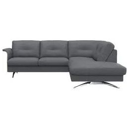 Ecksofa FLEXLUX "Glow, super bequem durch hochwertigem Sitzaufbau mit Federkern, L-Form", blau (navy blau), B:236cm H:81cm T:224cm, 62% Polyester/17%Baumwolle/14%Viscose/7%Leinen, Sofas, Ecksofa, Modernes skandinavisches Design