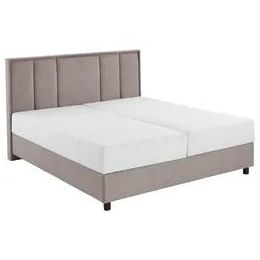 Boxbett "ARLA", beige (creme, grau), B:185cm L:213cm, ATLANTIC HOME COLLECTION, Komplettbetten, Boxspringbett, mit Taschen-Federkernmatratze und Bettkasten