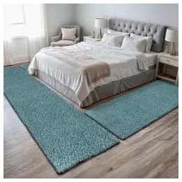 Hochflor-Bettumrandung OTTO HOME "Banji", blau (hellblau), H:37mm, Obermaterial: 100% Polypropylen, Bettumrandungen, Uni Farben, weich und flauschig, auch als L&auml;ufer & in rund erh&auml;ltlich