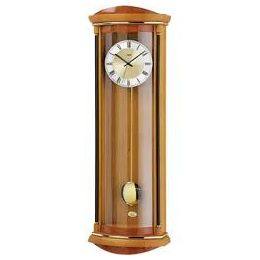 Funk-Pendelwanduhr AMS "F5080/9", braun (kirschbaumfarben), Wanduhren, B/H/L: 26cm x 12cm x 82cm, Quarzuhr, Holz-/Glasgeh&auml;use, Erle,Esszimmer,Wohnzimmer
