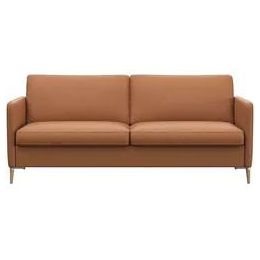 2,5-Sitzer FLEXLUX "Fiore, super bequem durch Kaltschaum im Sitz", braun (modern cogna), B:181cm H:85cm T:92cm, 100% Echteder, Sofas, schmale Armlehnen, F&uuml;&szlig;e Alu+ Eiche