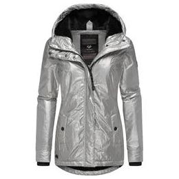 Winterjacke Ragwear "Monadde Bling", Damen, Gr. L (40), grau (hellgrau), Obermaterial: 100% Nylon. Innenfutter: 100% Polyester. Wattierung: 100% Polyester, figurbetont Po-bedeckend, hoch geschlossener Ausschnitt, verstellbar Rippstrickb&uuml;ndchen mit Druckknopf, Jacken Winterjacke, Gl&auml;nzende warme Jacke mit Kapuze