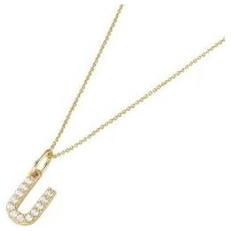 Kette mit Anh&auml;nger Luigi Merano "Anh&auml;nger Buchstabe U mit Zirkonia, Gold 375", gold, Halsketten, Damen, 45cm, Gelbgold 375