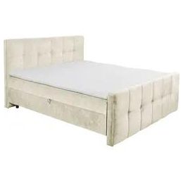 Boxbett ED EXCITING DESIGN "Valetta", beige (creme), B:185cm L:224cm, 100% Polyester, Komplettbetten, Boxspringbett, mit Bettkasten, inkl. Topper