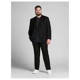 Jack & Jones Anzug "JPRFRANCO SUIT NOOS PLS", Herren, Gr. 66, N-Gr, schwarz, Web, Obermaterial: 78% Polyester, 17% Viskose, 5% Elasthan, JACK & JONES PLUSSIZE, unifarben, slim fit, Anz&uuml;ge