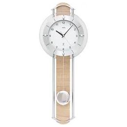 Funk-Pendelwanduhr AMS "F5305", silber (sonomafarben, silberfarben), Wanduhren, B/H/L: 24cm x 6cm x 60cm, Made in Germany, Aluminium-/Holzgeh&auml;use,Esszimmer,Wohnzimmer