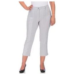 7/8-Hose KjBRAND "BEA 7/8", Damen, Gr. 44, N-Gr, silber (silberfarben), Web, Obermaterial: 47% Baumwolle, 45% Polyester, 6% Viskose, 2% Elasthan, figurumspielend 7/8-L&auml;nge, Hosen 7/8-Hose, b&uuml;gelfrei