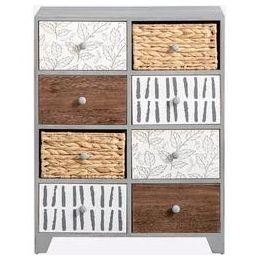 Kommode Heine HOME, grau (grau, braun), B:58,5cm H:73,5cm T:30cm, MDF, Massivholz, Sideboards, Kommode