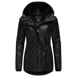 Winterjacke Ragwear "Monadde Bling", Damen, Gr. L (40), schwarz, Obermaterial: 100% Nylon. Innenfutter: 100% Polyester. Wattierung: 100% Polyester, figurbetont Po-bedeckend, hoch geschlossener Ausschnitt, verstellbar Rippstrickb&uuml;ndchen mit Druckknopf, Jacken Winterjacke, Gl&auml;nzende warme Jacke mit Kapuze